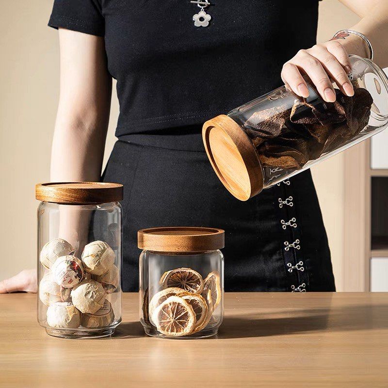 CNY Cookie Jar | Glass Jar | Food Storage with Wooden Lid, Furniture ...