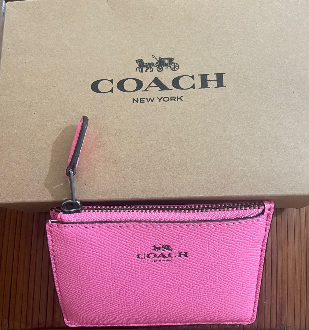 Coach pink holder for card or coins, Women's Fashion, Bags & Wallets ...
