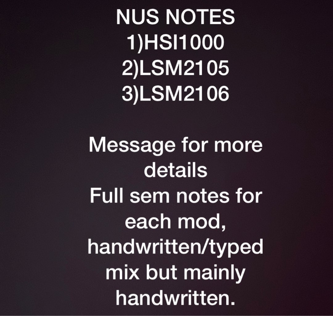 COMPREHENSIVE NUS NOTES (HSI1000, LSM2105, LSM2106), Hobbies & Toys ...