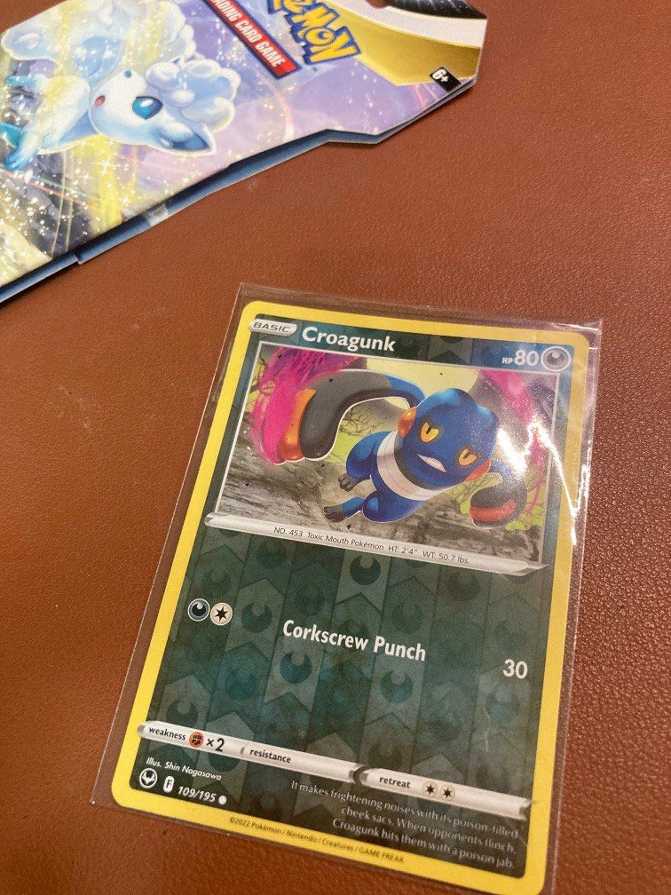 Croagunk Pokemon card shiny card, Hobbies & Toys, Toys & Games on Carousell