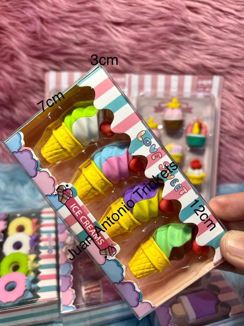 Cupcake Popcorn Icecream Popsicle & Donut Eraser set, Hobbies & Toys ...