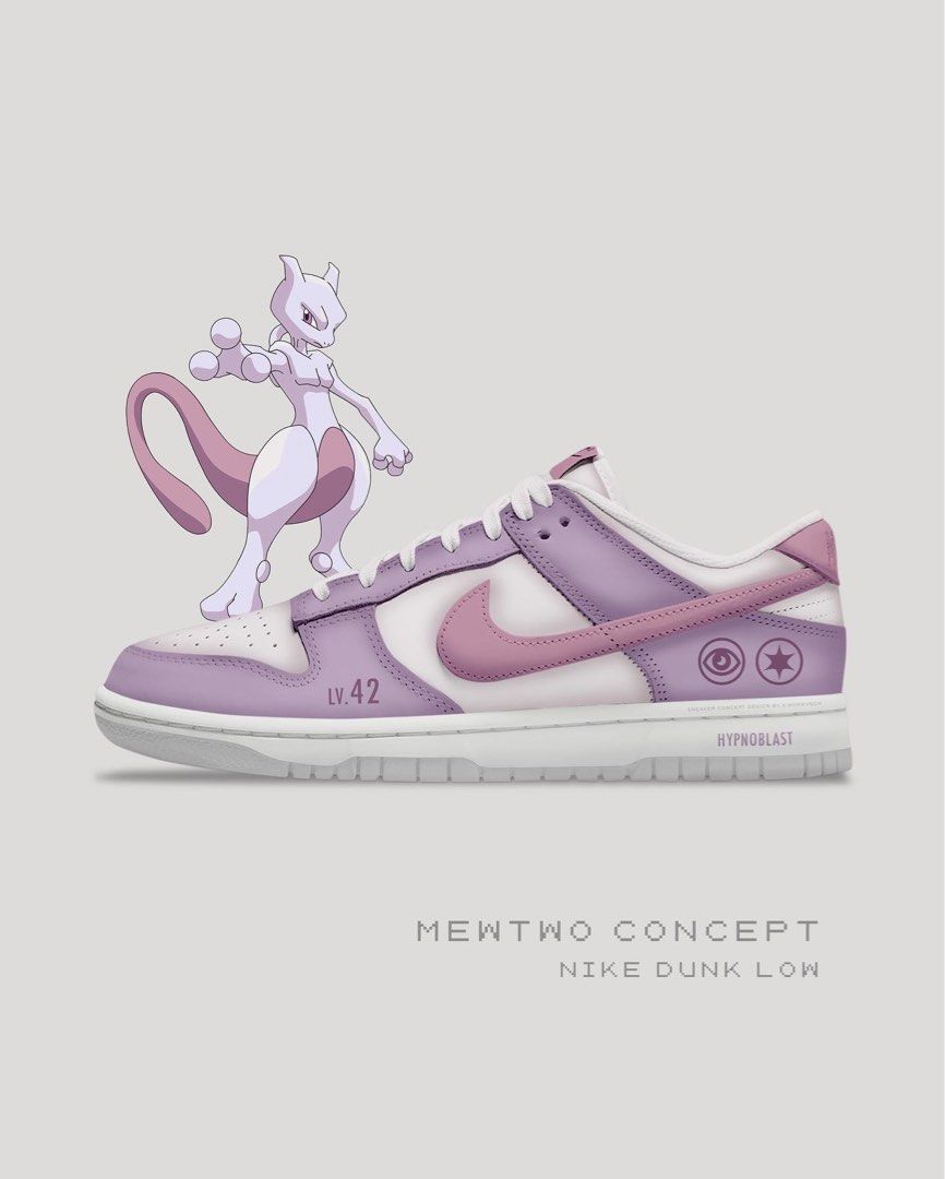 Customed Kicks - Mewtwo Concept Nike Dunk Lows, Women's Fashion ...