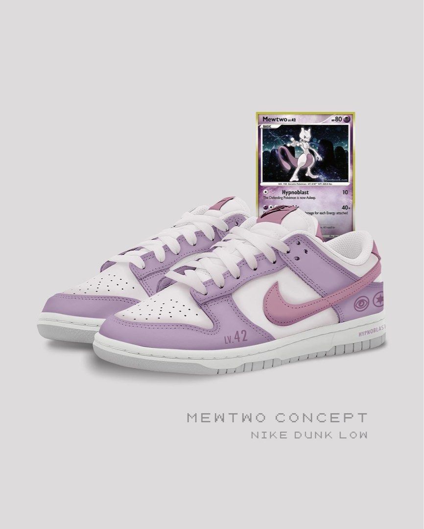 Customed Kicks - Mewtwo Concept Nike Dunk Lows, Women's Fashion ...