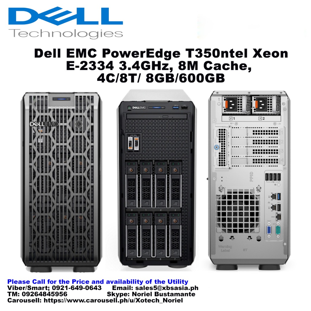 DelEMC PowerEdge T350 Intel Xeon E-2334 3.4GHz 4C/8T 8GB/600GB Tower ...