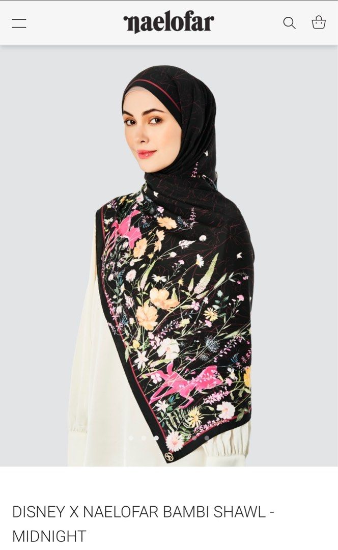 Disney x Naelofar Bambi Shawl, Women's Fashion, Muslimah Fashion ...