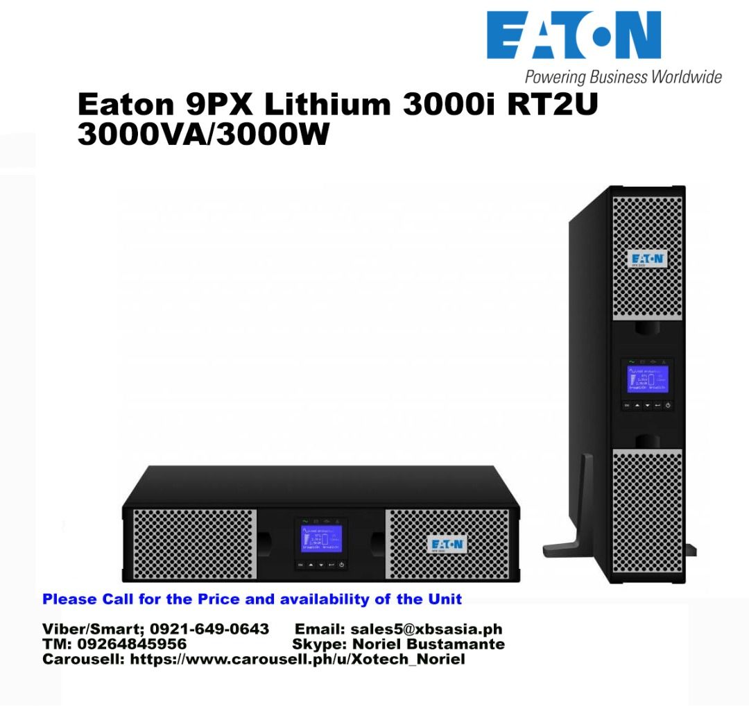 Eaton 9PX Lithium 3000i RT2U 3000VA/3000W, Computers & Tech, Office ...