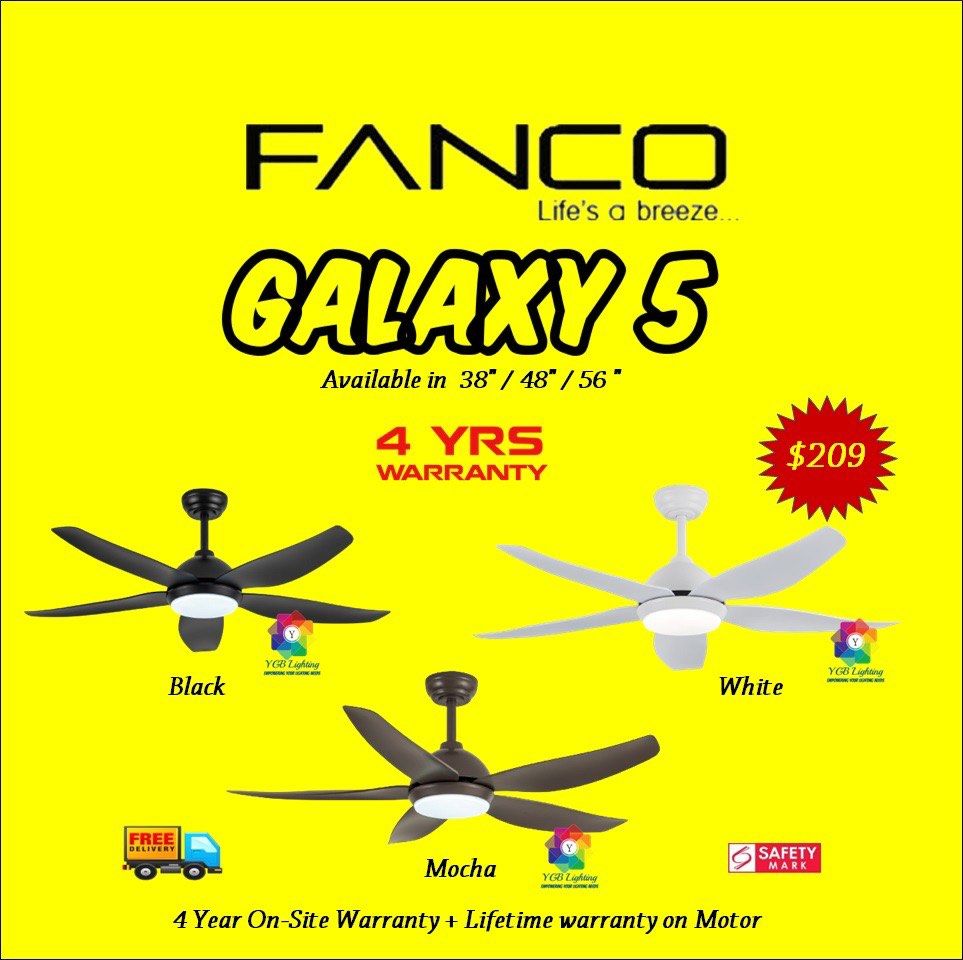 Fanco Ceiling Fan Galaxy 5, Furniture & Home Living, Lighting & Fans ...