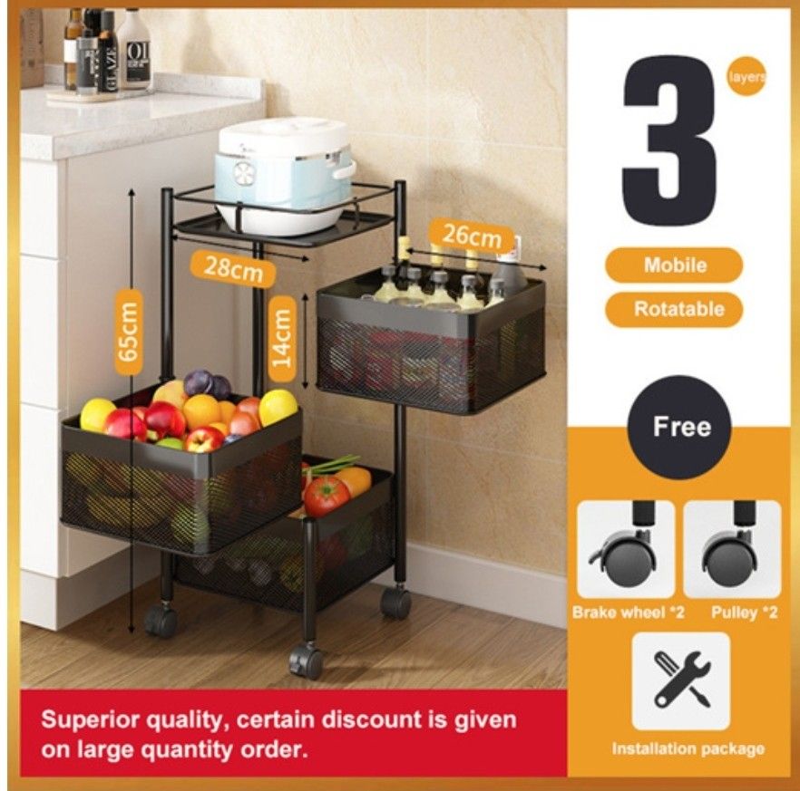 Folding Rack / Storage Rack / Kitchen Rack / Foldable Rack with Wheel ...