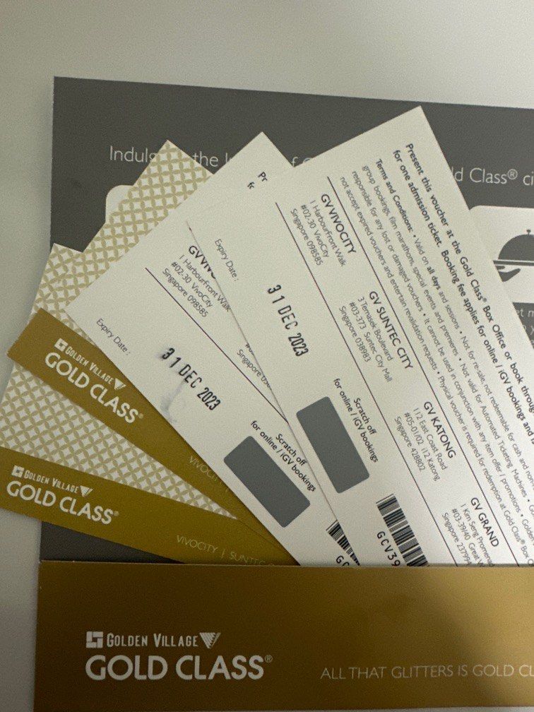 GV Gold Class (All Day), Tickets & Vouchers, Vouchers on Carousell