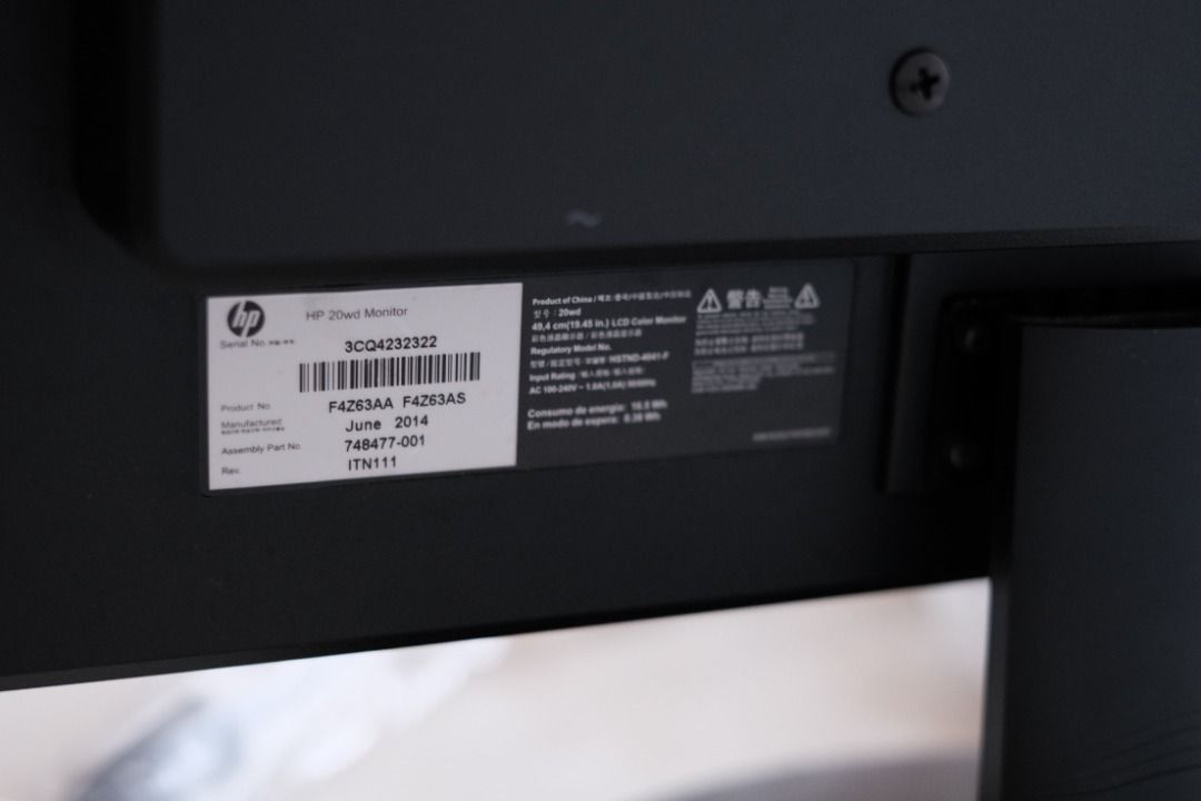 HP 20WD LED monitor 19.5'' 電腦mon 螢幕顯示器 電腦屏幕 電腦螢幕, 電腦＆科技, 桌上電腦 - Carousell