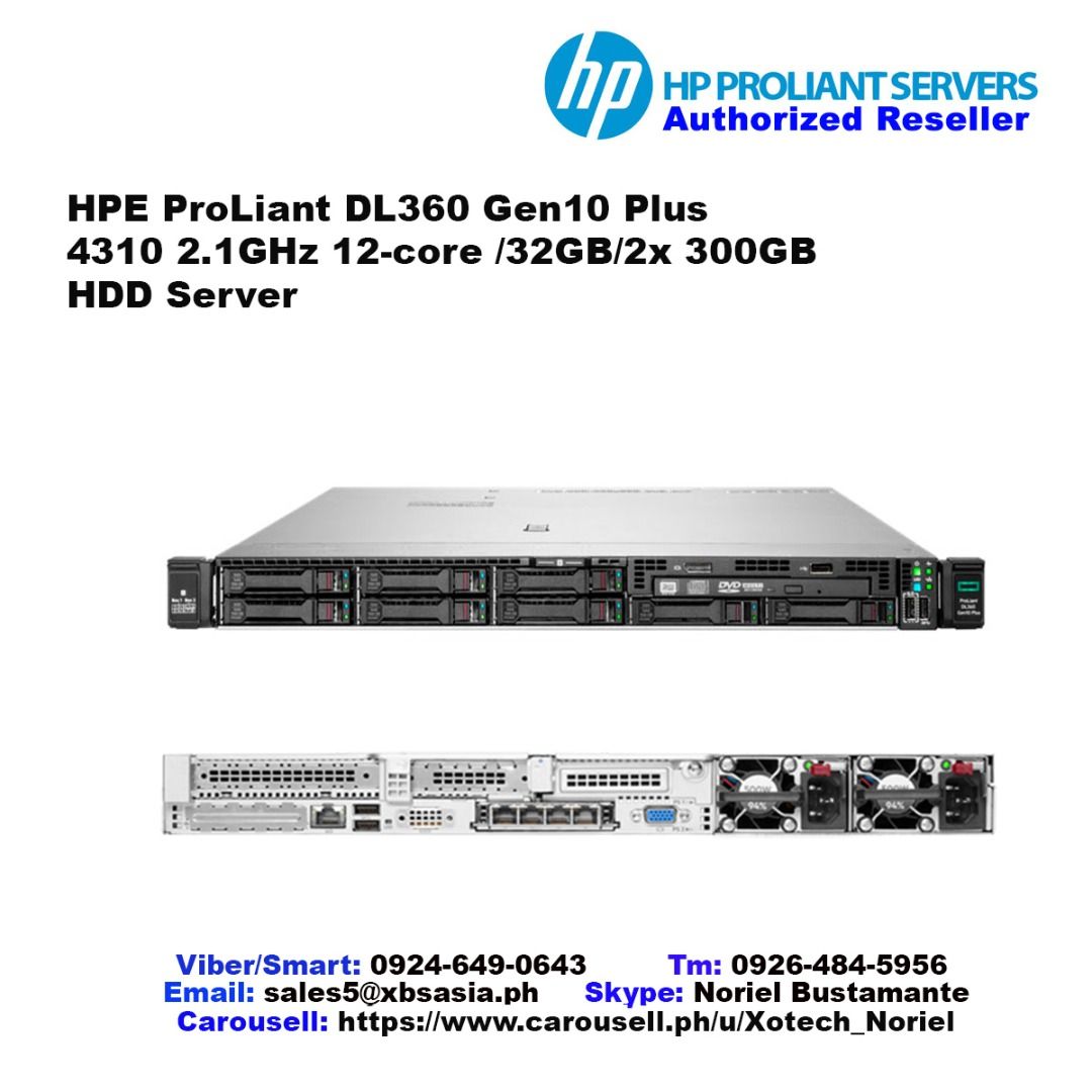 HPE ProLiant DL360 Gen10 Plus 4310 2.1GHz 12-core /32GB/2x 300GB HDD Server, Computers & Tech ...
