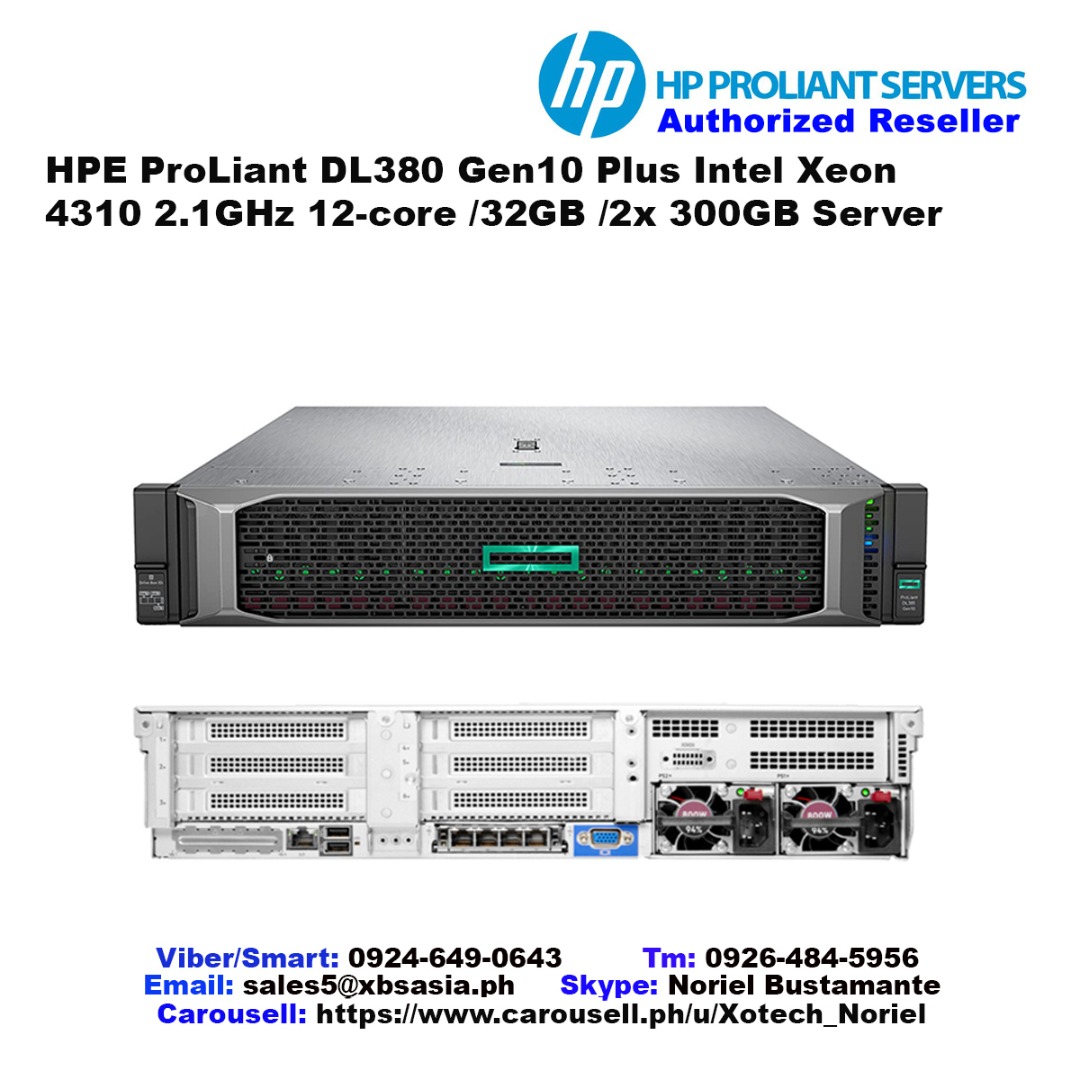 HPE ProLiant DL380 Gen10 Plus Intel Xeon 4310 2.1GHz 12-core /32GB /2x 300GB Server, Computers ...
