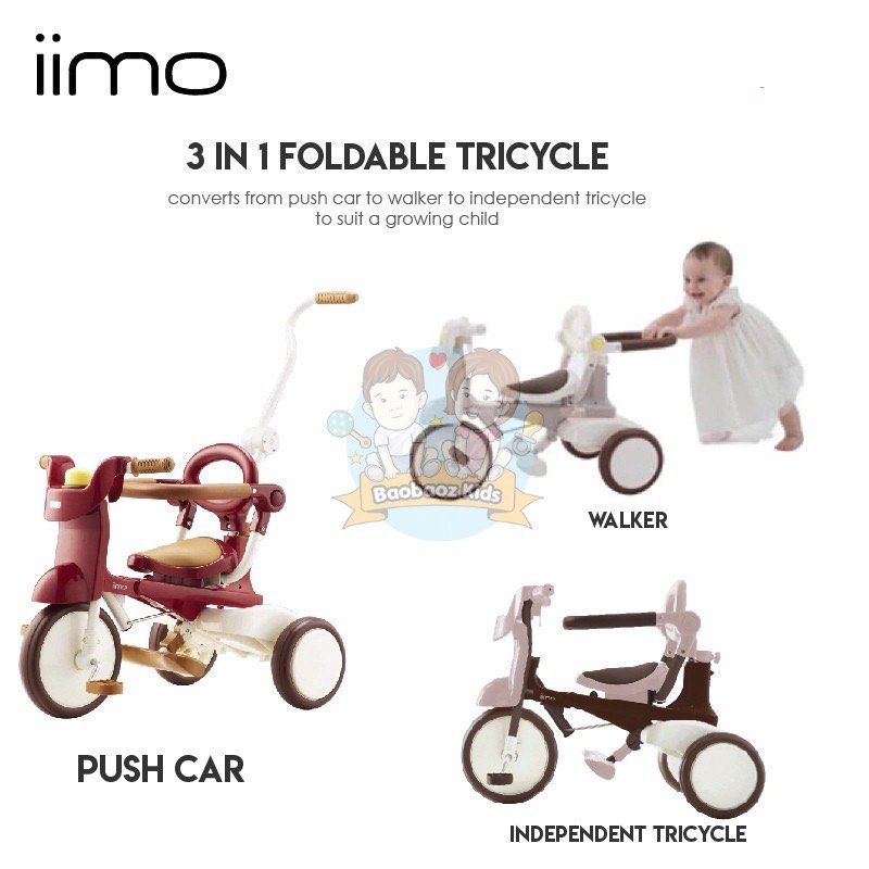 iimo #02 foldable tricycle 3-in-1 small & smart trike in White, Babies & Kids, Going Out, Other ...