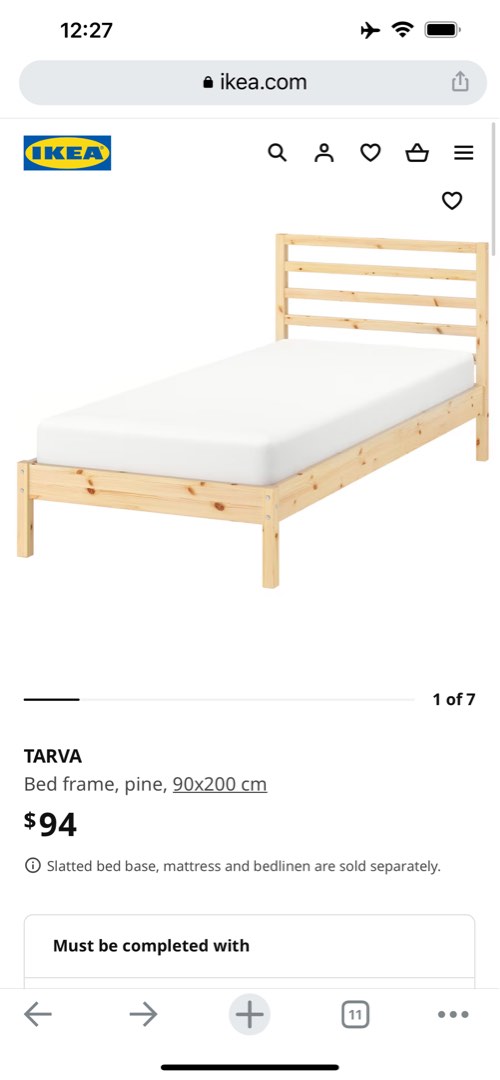 IKEA single bed frame + slat, Furniture & Home Living, Furniture, Bed ...