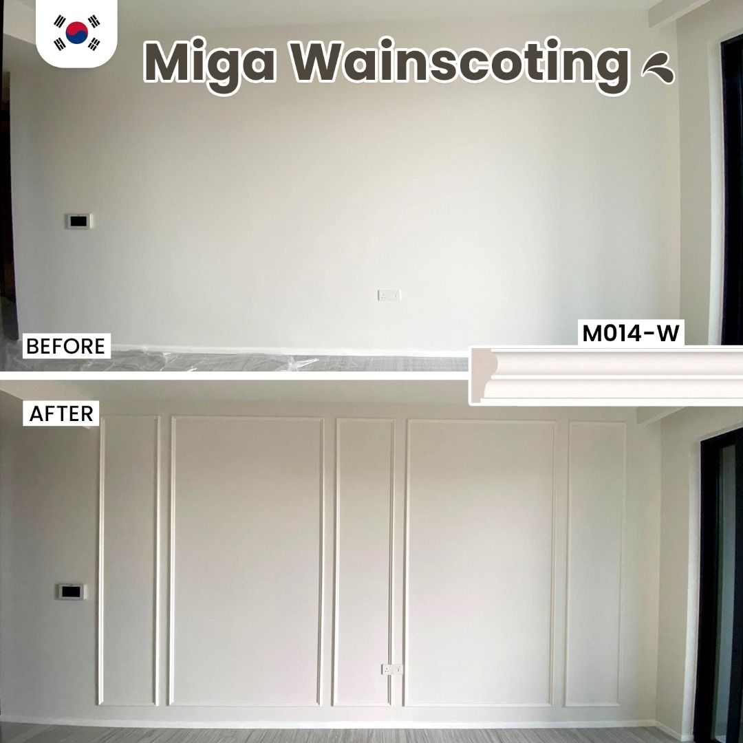 Korea Miga Living Room Wall Panel Wainscoting / Top Quality Molding ...