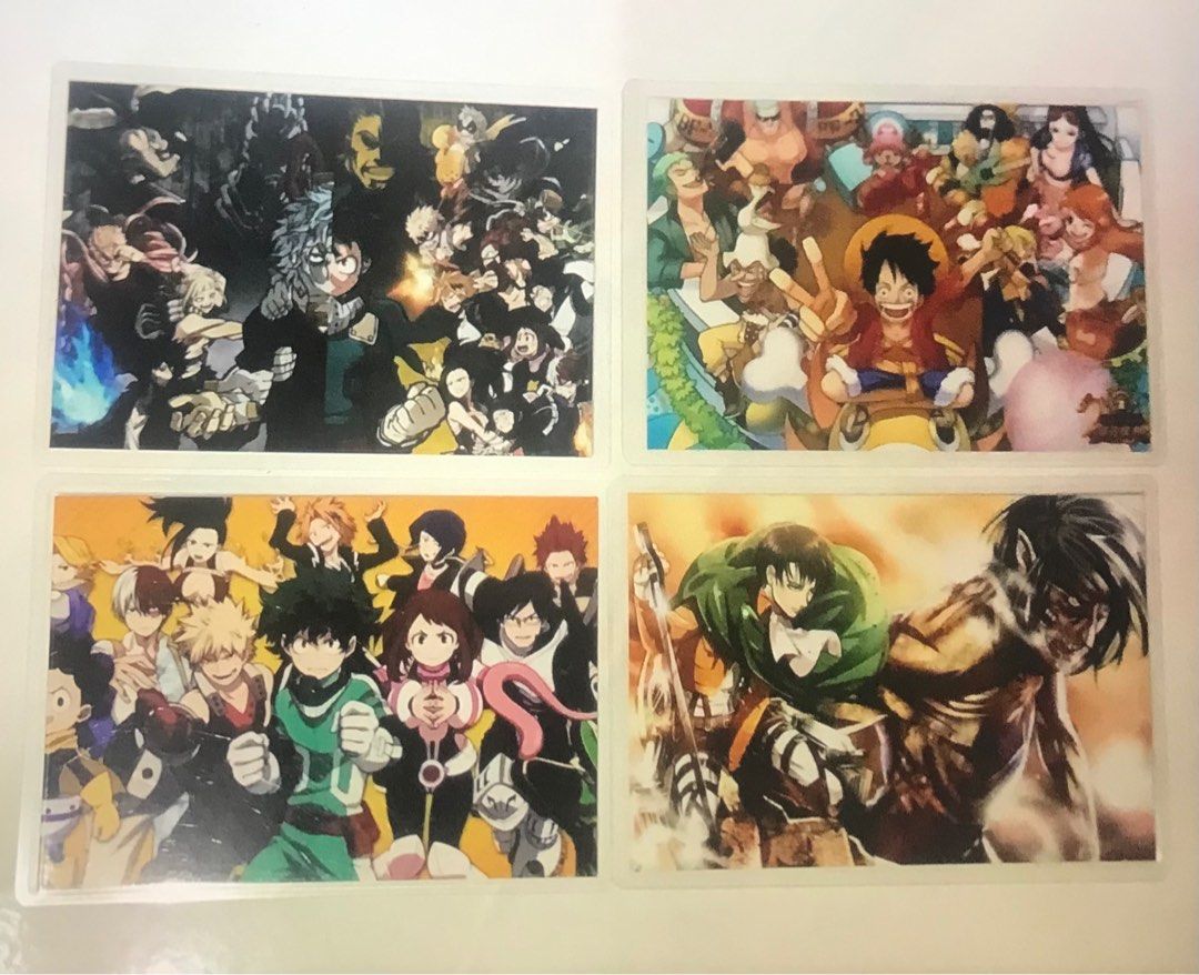 Laminated anime cards (jujutsu kaisen, one piece, boku no hero, aot ...