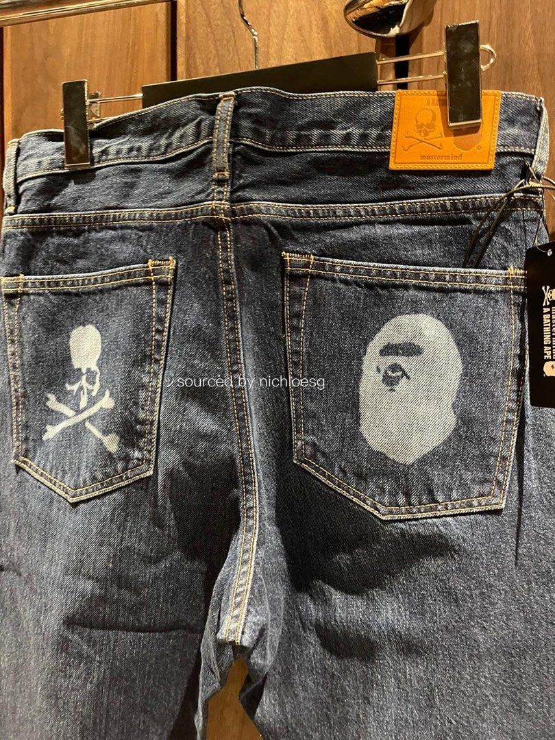 MASTERMIND VS BAPE MVB LOGO DENIM JEANS, Men's Fashion, Bottoms, Jeans ...