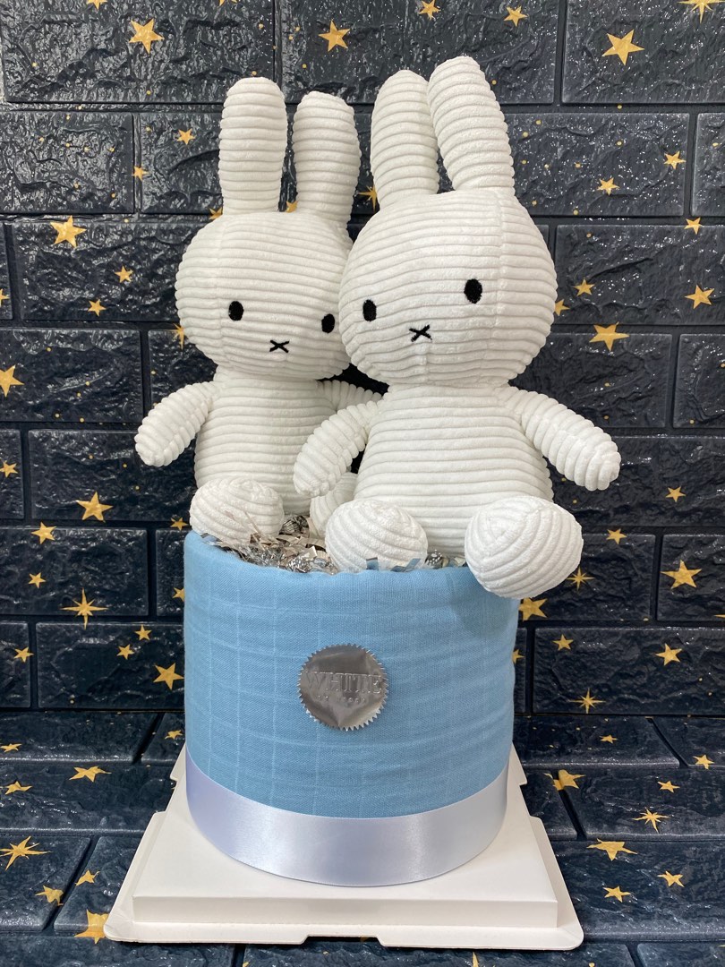 Miffy Bunny Diaper Cake for twins baby boy, Babies & Kids, Babies ...