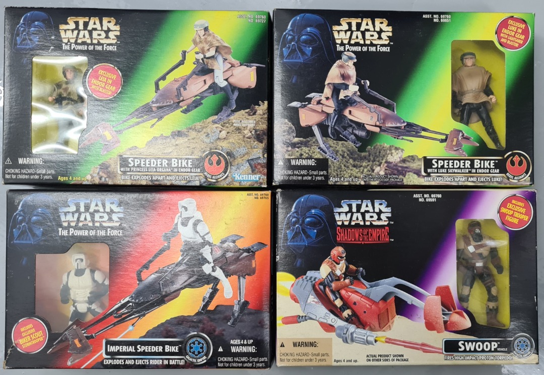 MISB Star Wars Speeder Bikes x 5 (Leia, Luke, Imperial, Swoop, Rebel) by Kenner, Hobbies & Toys ...