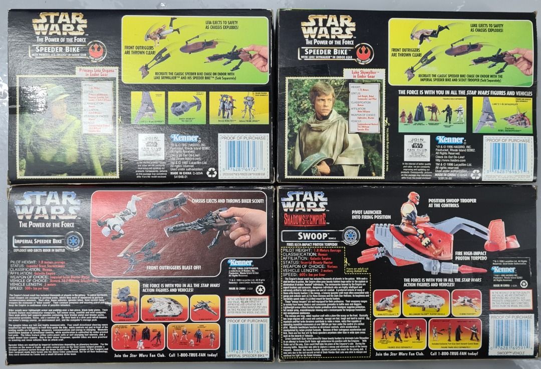 MISB Star Wars Speeder Bikes x 5 (Leia, Luke, Imperial, Swoop, Rebel) by Kenner, Hobbies & Toys ...