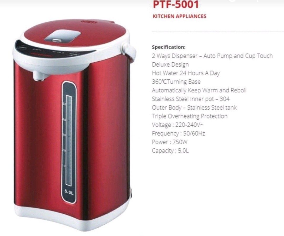 Pensonic 5Liter Electric Thermo Flask, TV & Home Appliances, Kitchen ...