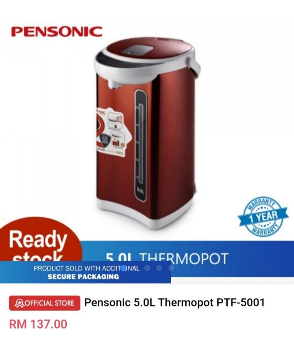 Pensonic 5Liter Electric Thermo Flask, TV & Home Appliances, Kitchen ...