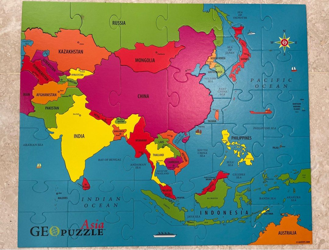 Pieces shaped like countries - GEOPUZZLE Asia (Jigsaw puzzle), Hobbies ...
