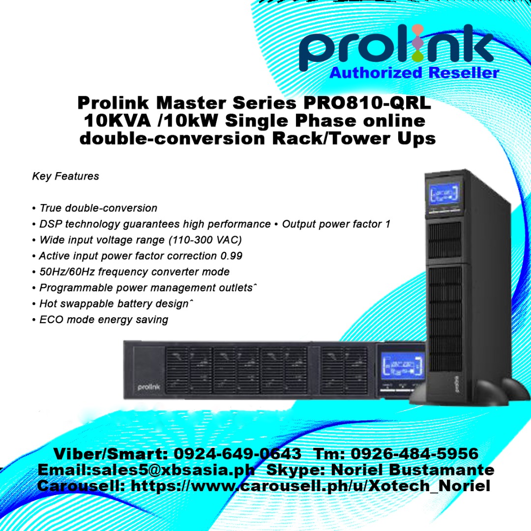 Prolink Master Series PRO810-QRL 10KVA /10kW Single Phase online double ...