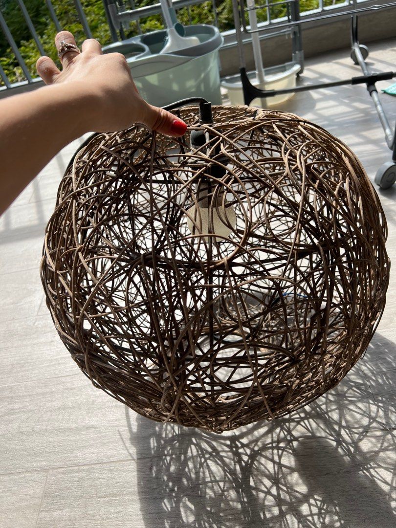 Rustic wooden ball light fixture, Furniture & Home Living, Lighting ...