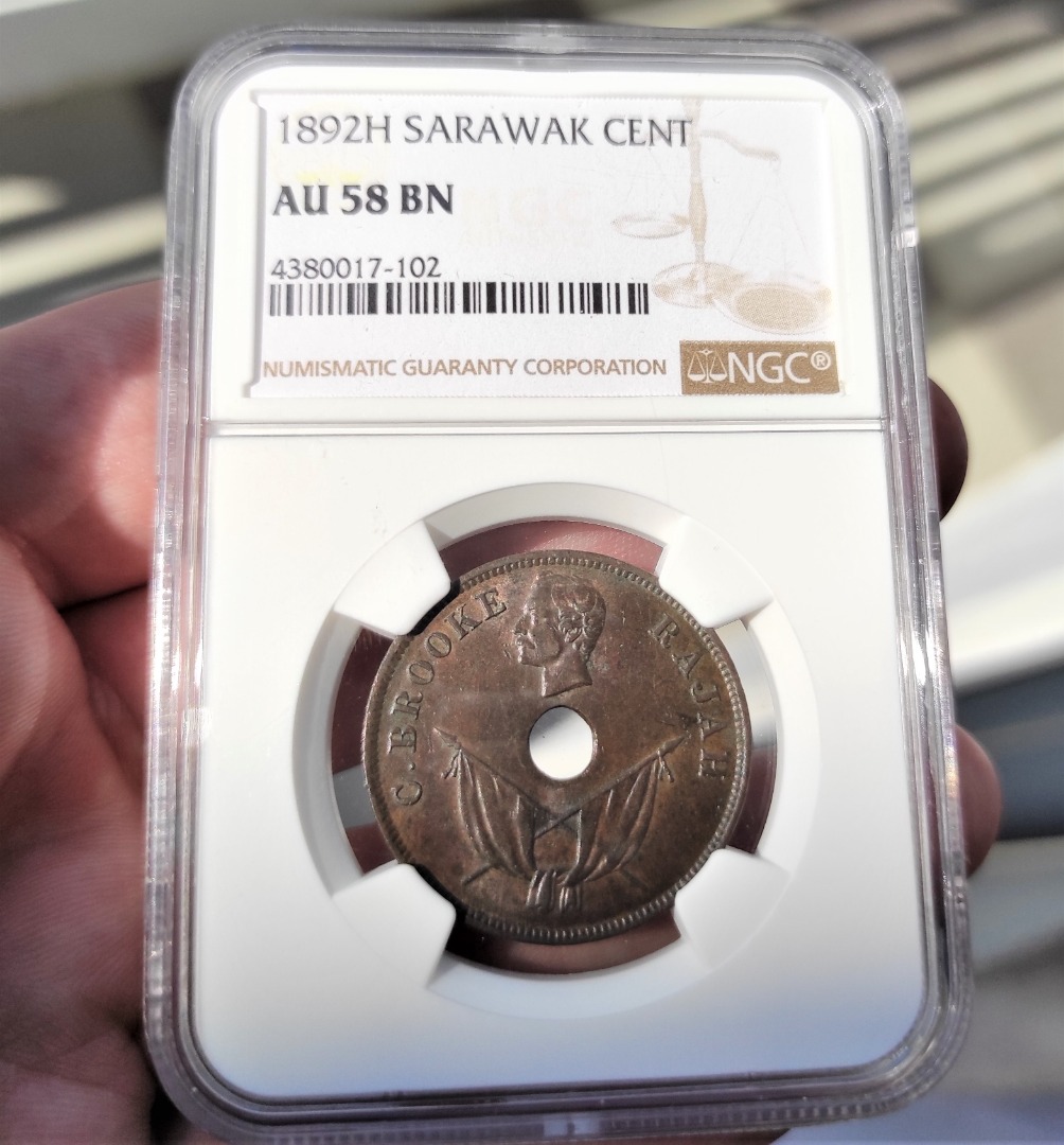 Sarawak Old Copper Coin Charles Brooke 1 Cent Year 1892 NGC Graded AU58 - Laz, Hobbies & Toys ...