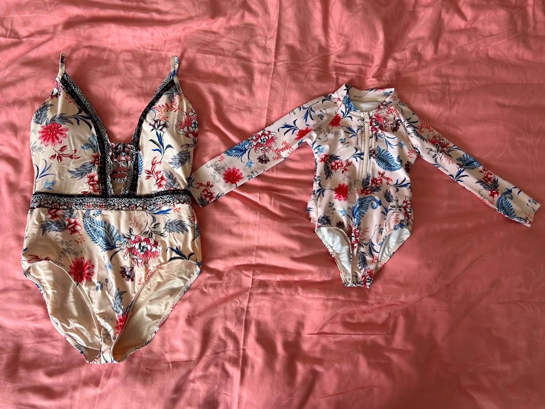 Seafolly twinning floral swimming costumes for mummy and daughter ...