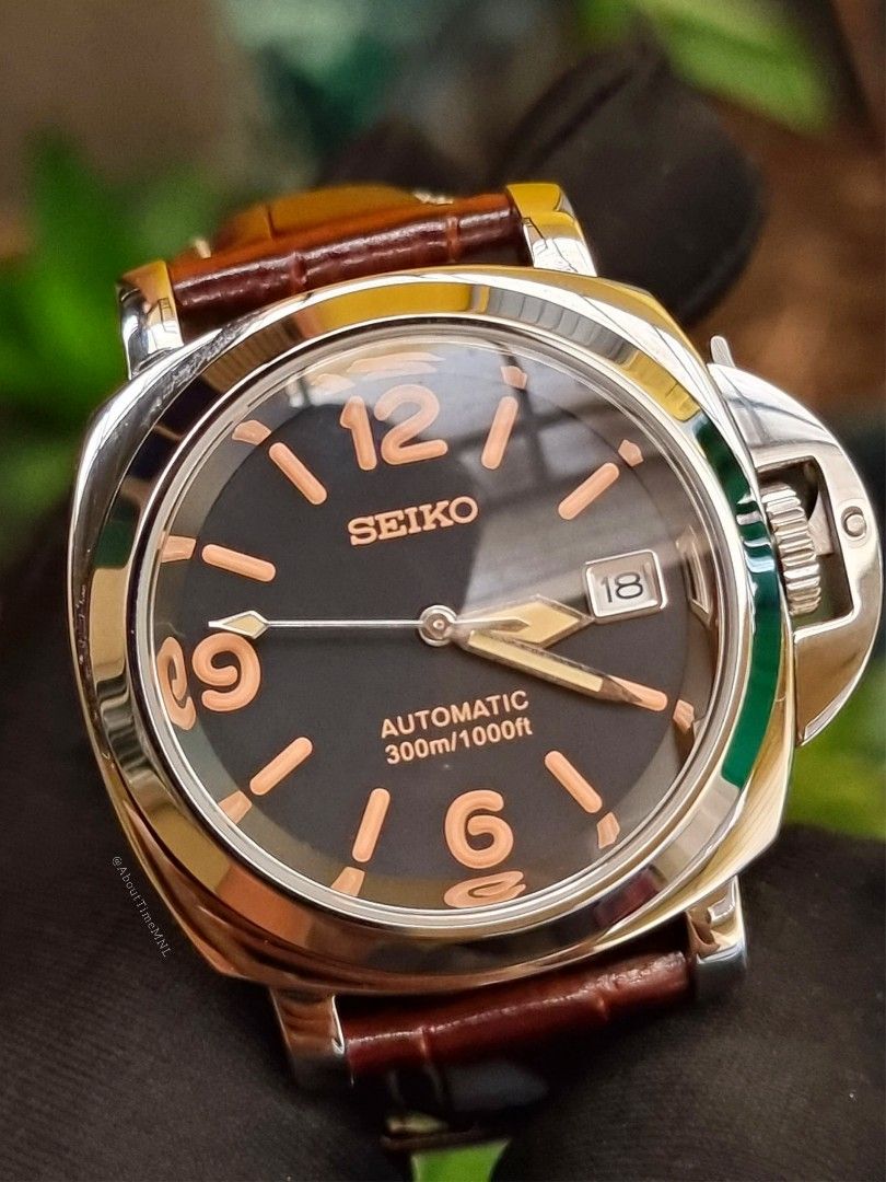 Seiko Mod Panerai Brown, Luxury, Watches on Carousell