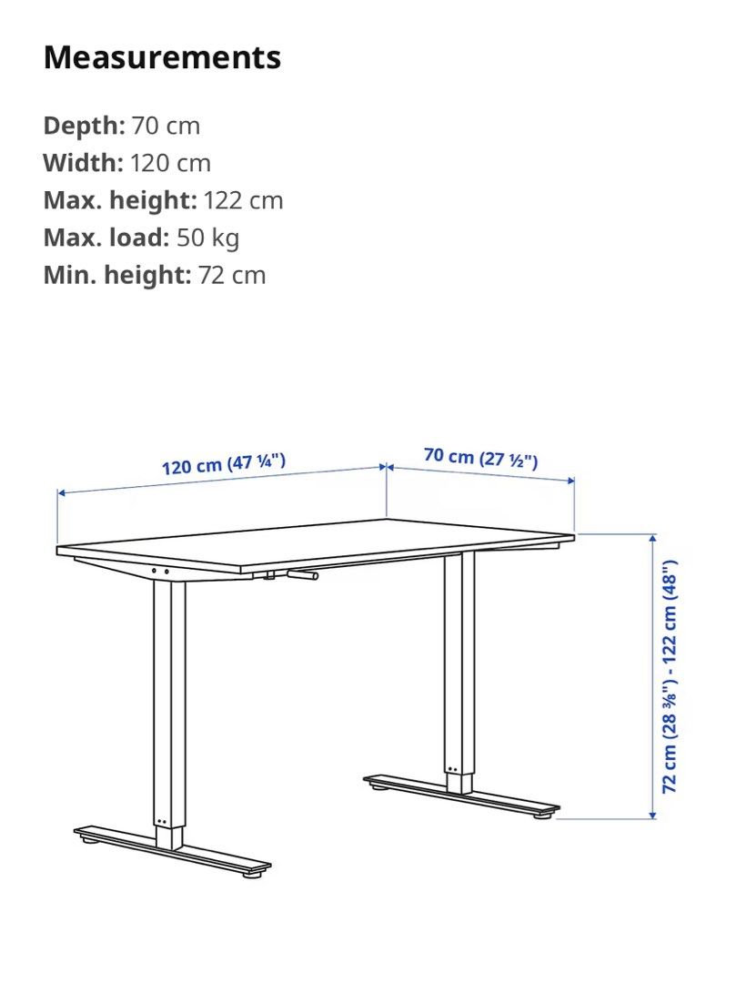 Standing/ Sitting Adjustable study Desk (manual, ergonomic) - ikea ...