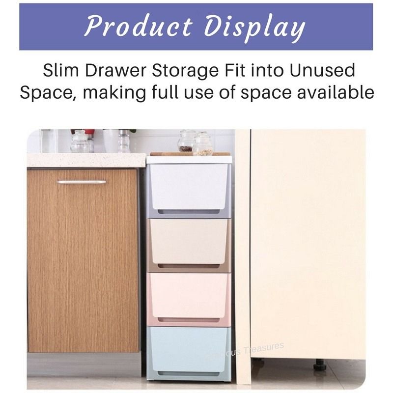 Super Slim Plastic Storage Drawer Container 3-7 Tiers Design ...