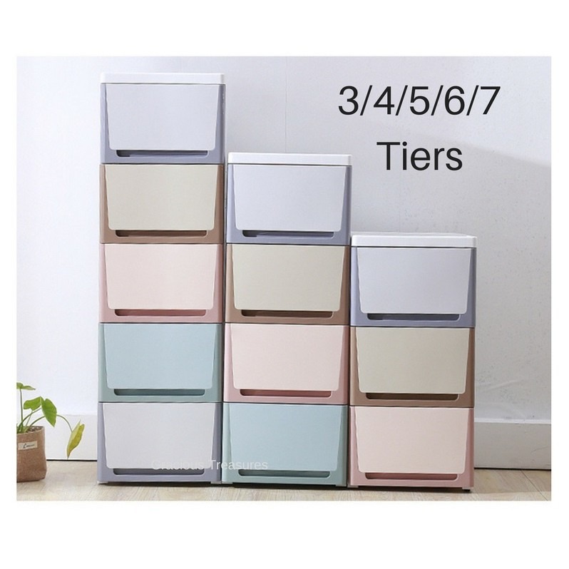 Super Slim Plastic Storage Drawer Container 3-7 Tiers Design ...