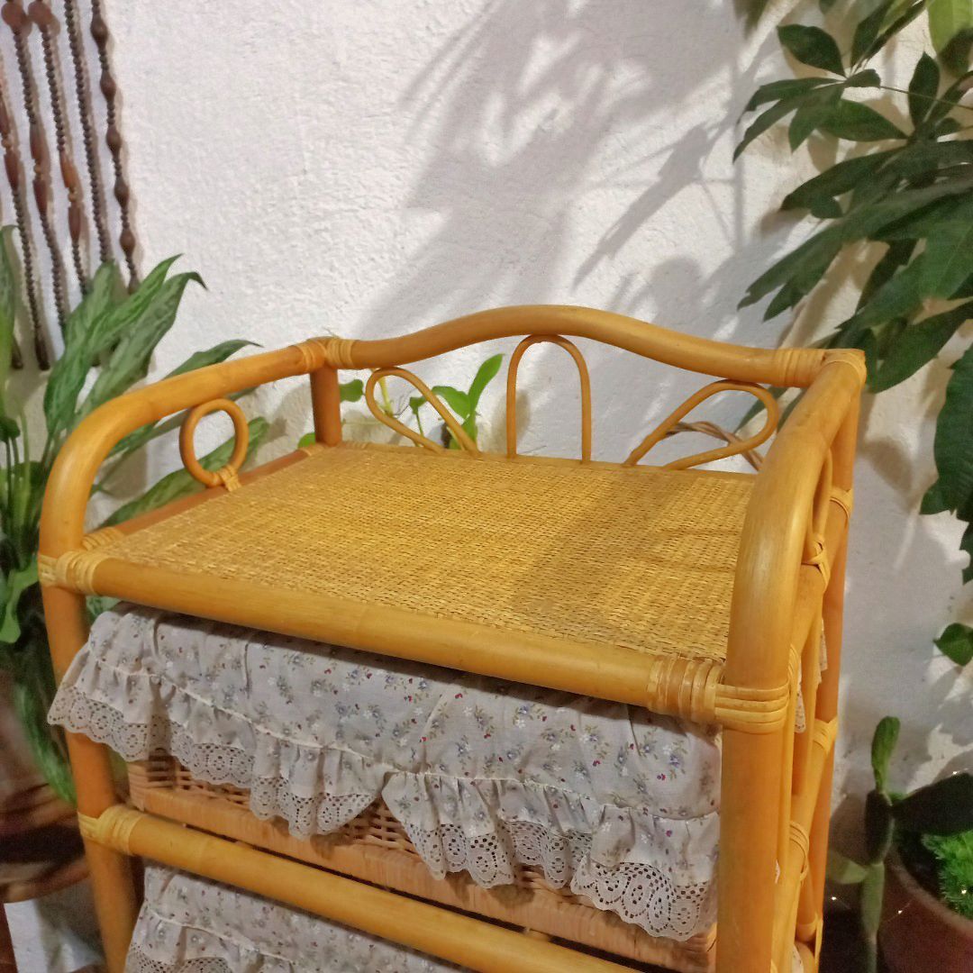 Tall 5 layer rattan drawer bentwood wicker farmhouse cottagecore shabby ...