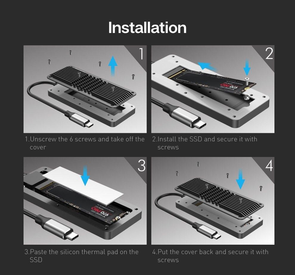 USB-C 3.1 gen2, M.2 NVMe SSD RGB Enclosure. Add SSD to make it an ...