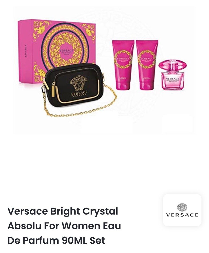 Versace Bright Crystal Absolu EDP 90 mL Set, Beauty & Personal Care ...