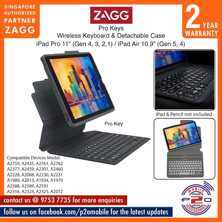 ZAGG Pro Keys Wireless Keyboard and Detachable Case for iPad Pro 11 ...