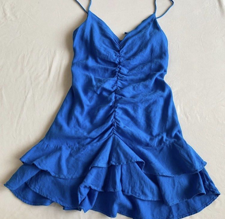 Zara Ruffle Linen Dress, Women's Fashion, Dresses & Sets, Dresses on ...