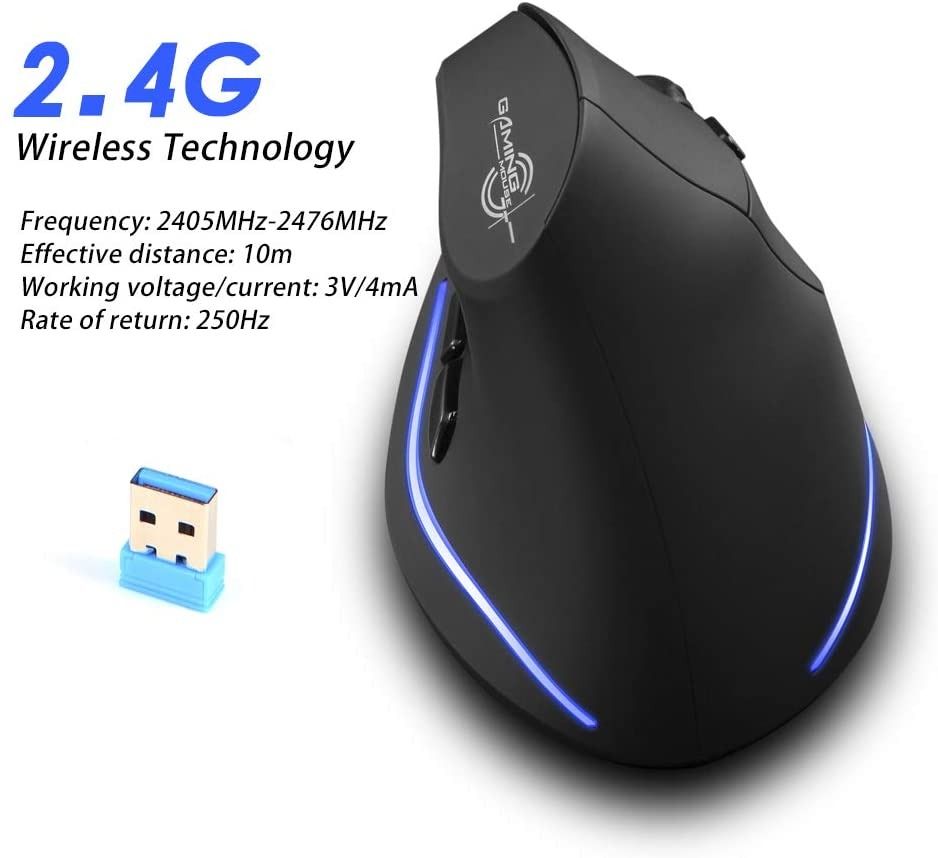 Zelotes Wireless Mouse 2.4 GHz Rechargeable Ergonomic Vertical Mouse ...