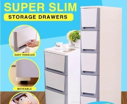 3-7 Tiers Super Slim Plastic Storage Drawer Container, Furniture & Home ...