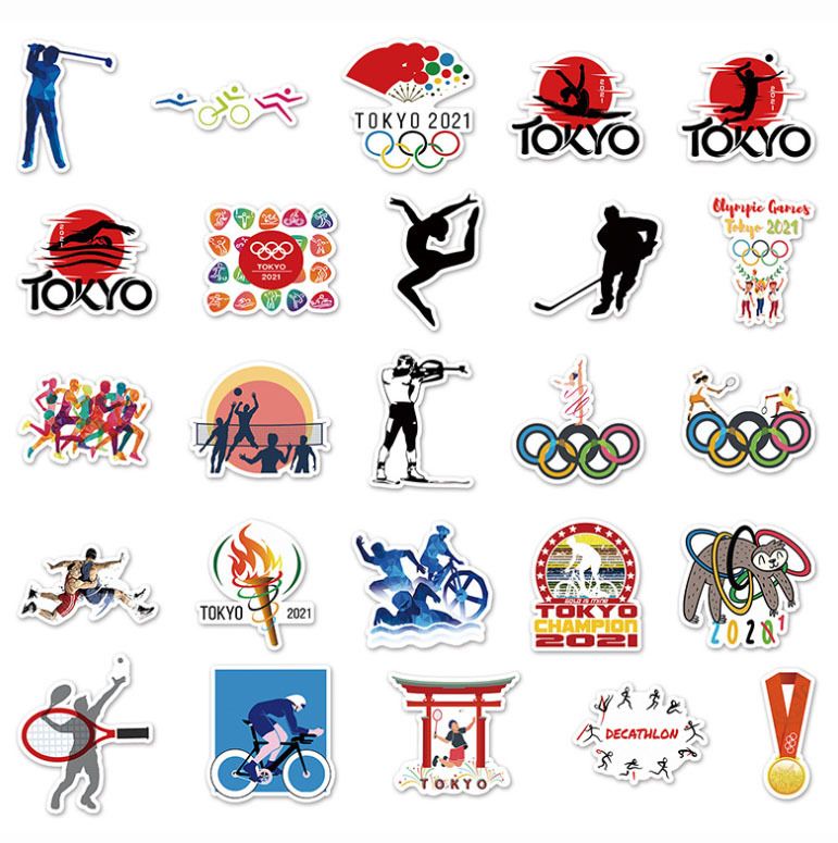[有貨50張]東京 奧運 貼紙* 防水 可重覆貼 2020 Tokyo Summer Olympics Stickers 50pcs, 興趣及 ...