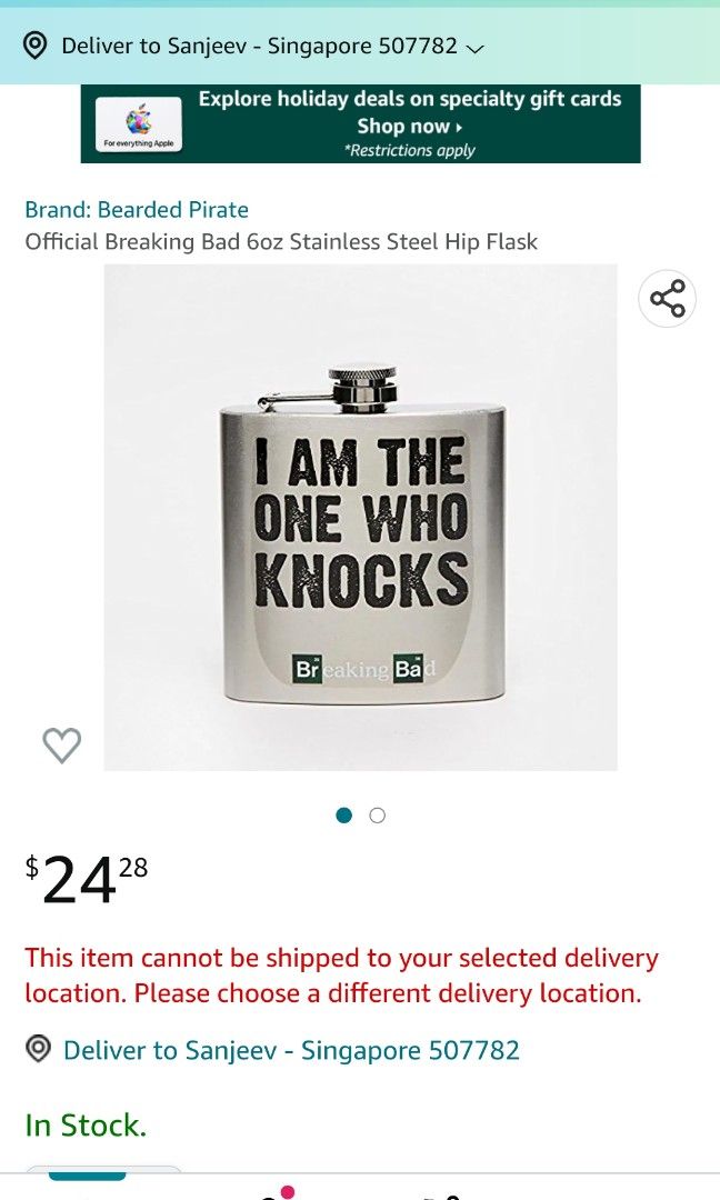 AMC Breaking Bad Hip Flask, Food & Drinks, Alcoholic Beverages on Carousell