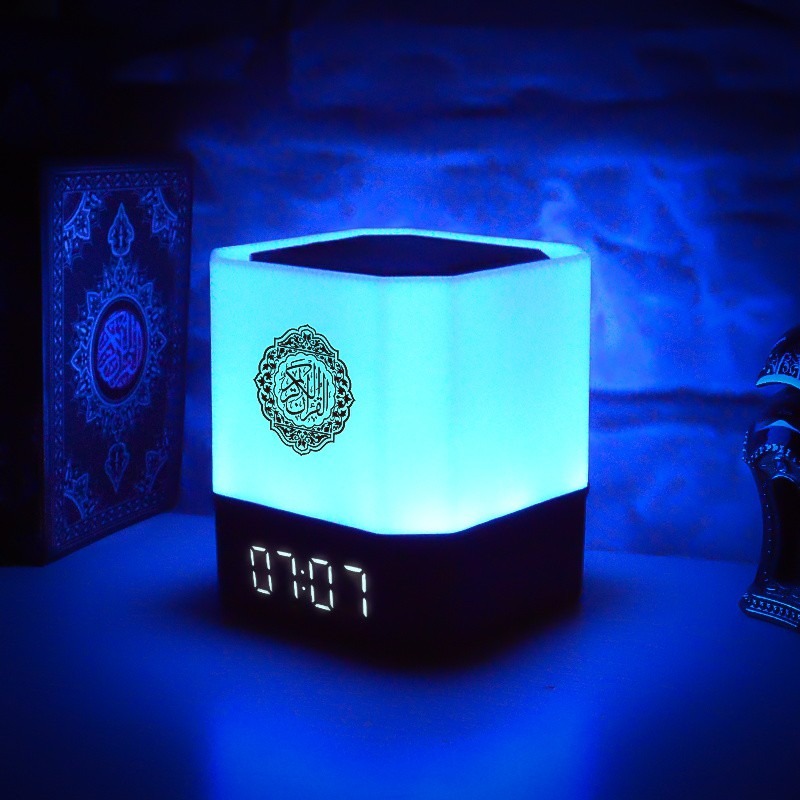 Azan Clock Quran Speaker- Square Touch Lamp - LED display/ App Control ...