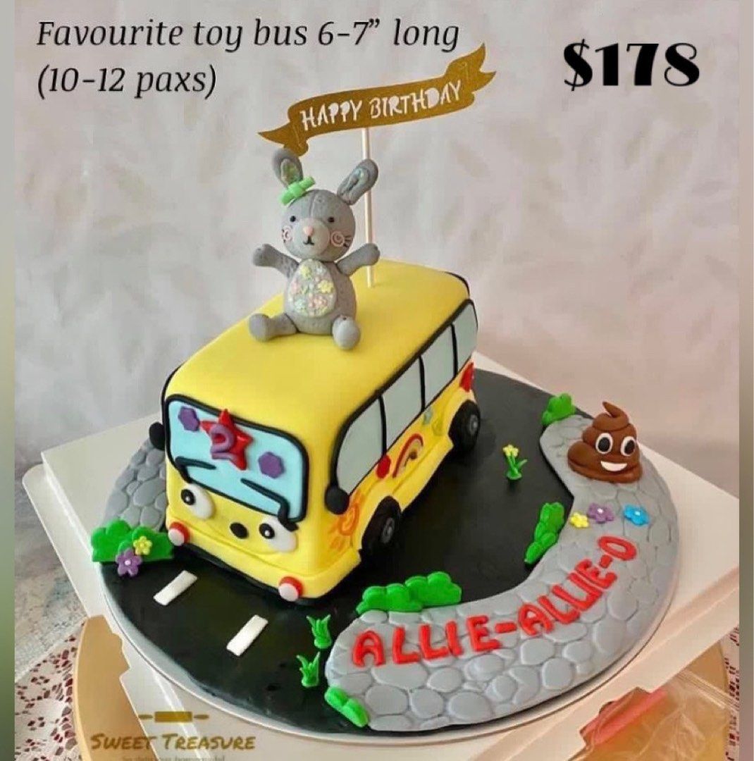 Baby animals toy yellow bus cake/ wheel on the bus cake / baby bum star ...