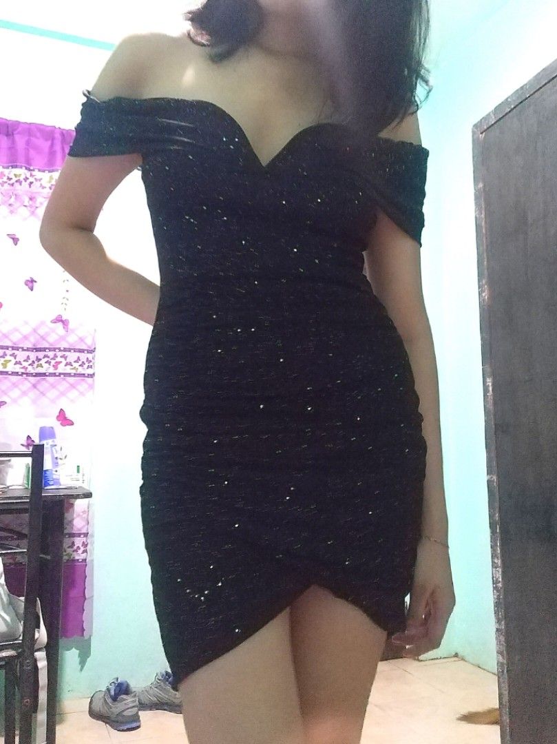 SHEIN Black off shoulder formal/party/graduation dress, Women's Fashion ...