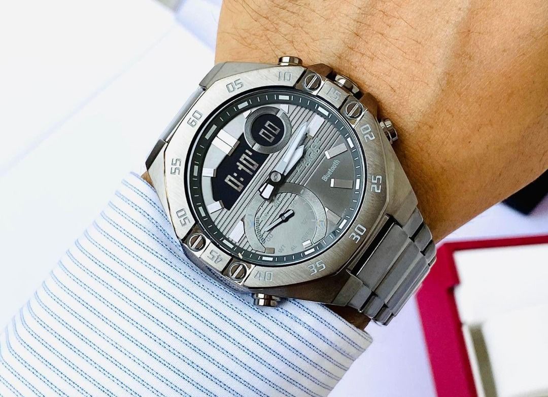 Casio Edifice ECB-10DC-1B Octagonal Gray Ion Plated Chronograph ...