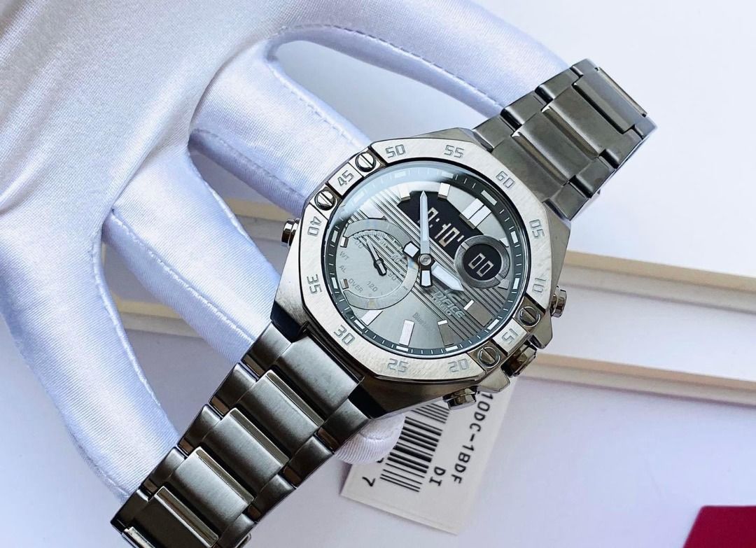 Casio Edifice ECB-10DC-1B Octagonal Gray Ion Plated Chronograph ...