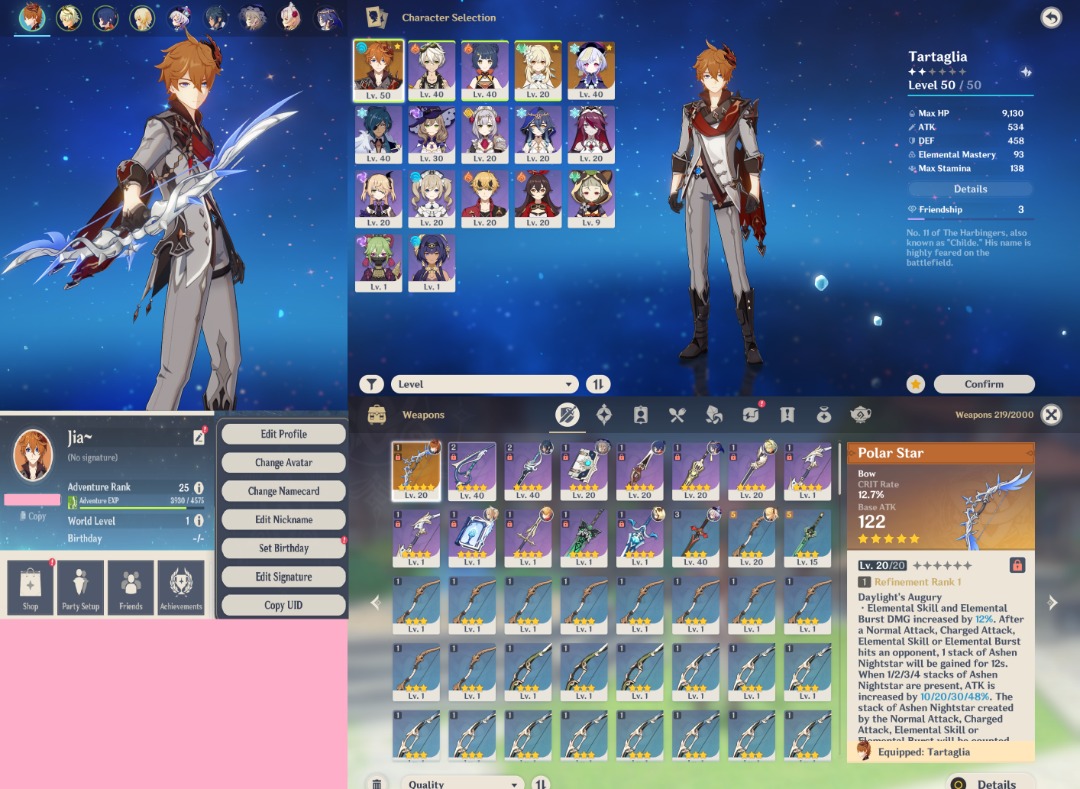 CHILDE + SIG / QIQI / POLAR STAR / AR 25 / UNSET BDAY / GENSHIN IMPACT ...